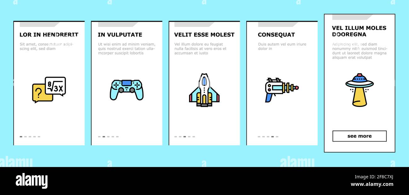 Geek, Nerd And Gamer Onboarding Icons Set Vector Stock Vector Image ...
