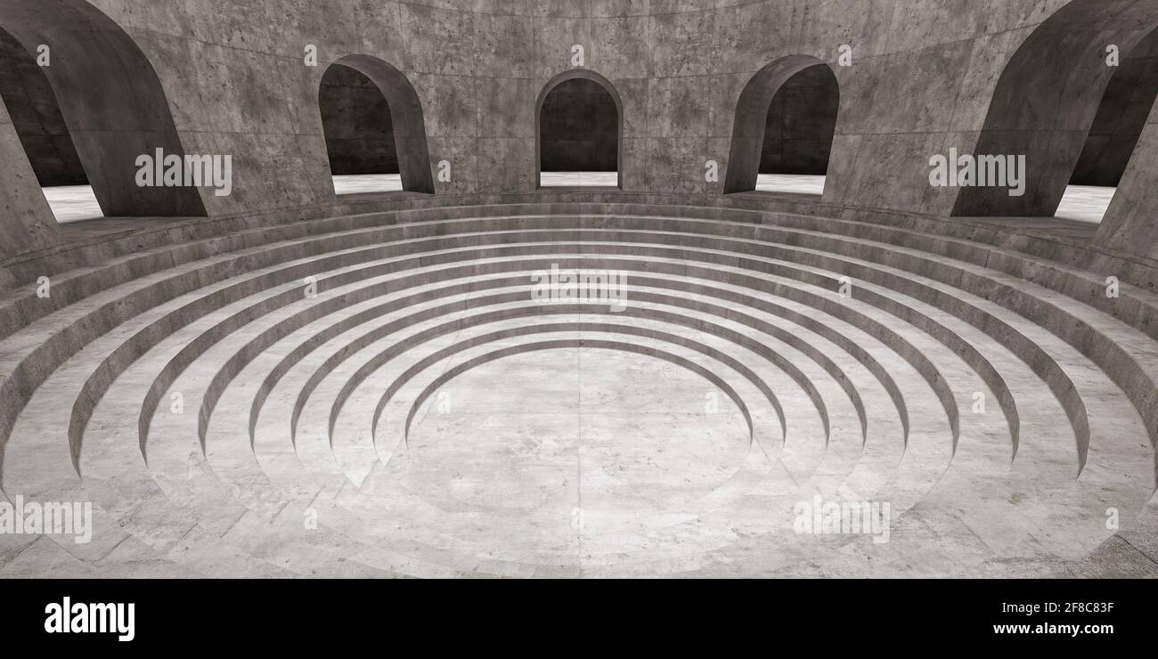 circular room with arches and round stairs Stock Photo - Alamy