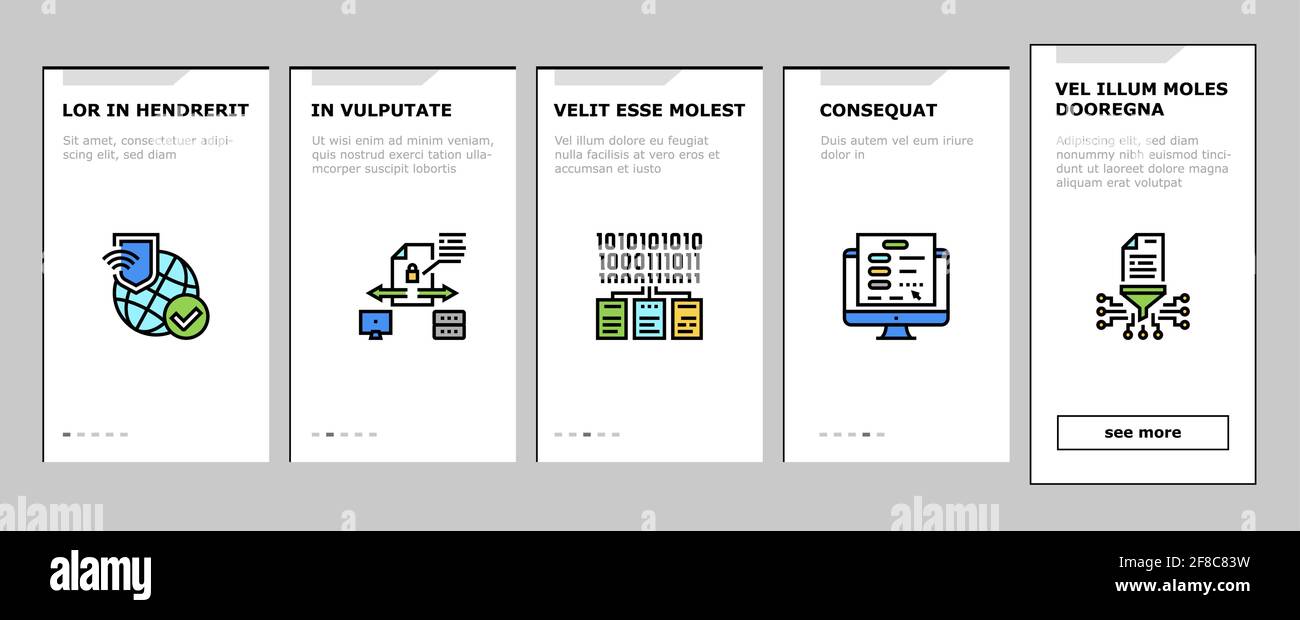 Ssh Sftp File Transfer Protocol Onboarding Icons Set Vector Stock