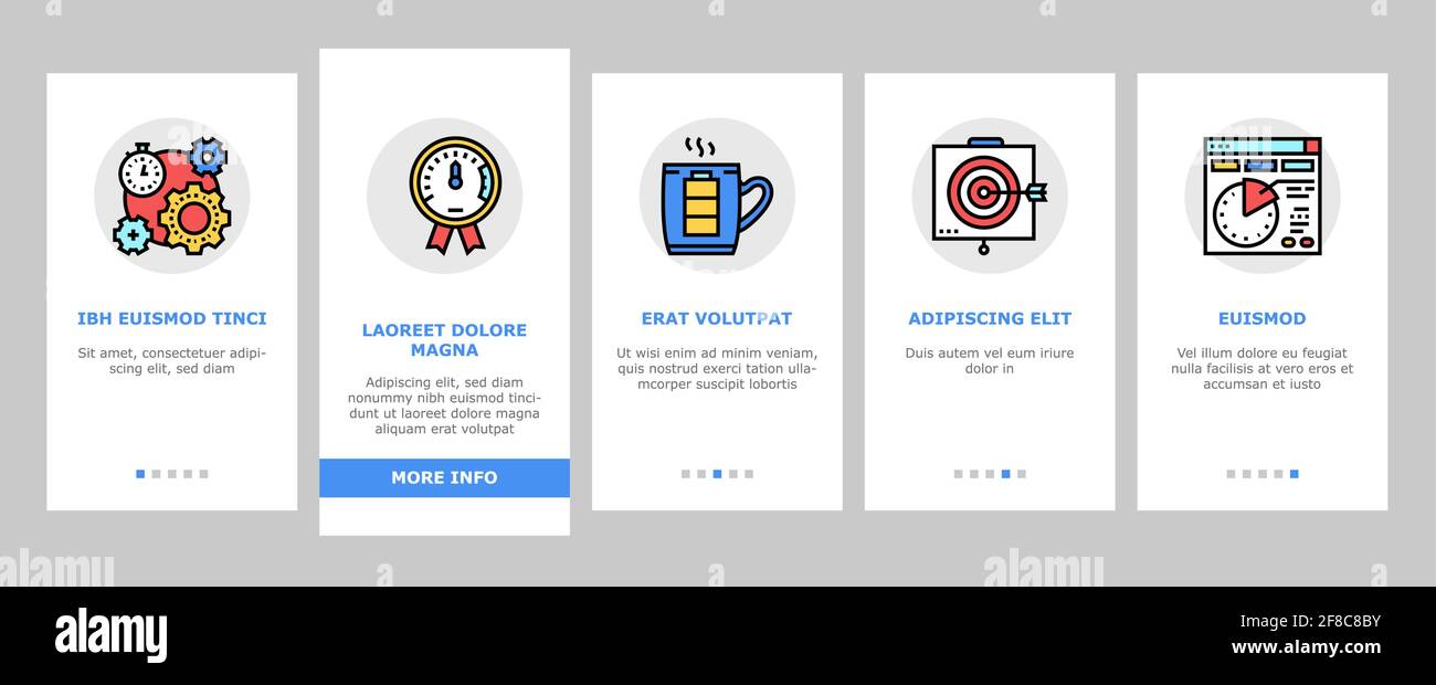 Productivity Manage Onboarding Icons Set Vector Stock Vector Image ...