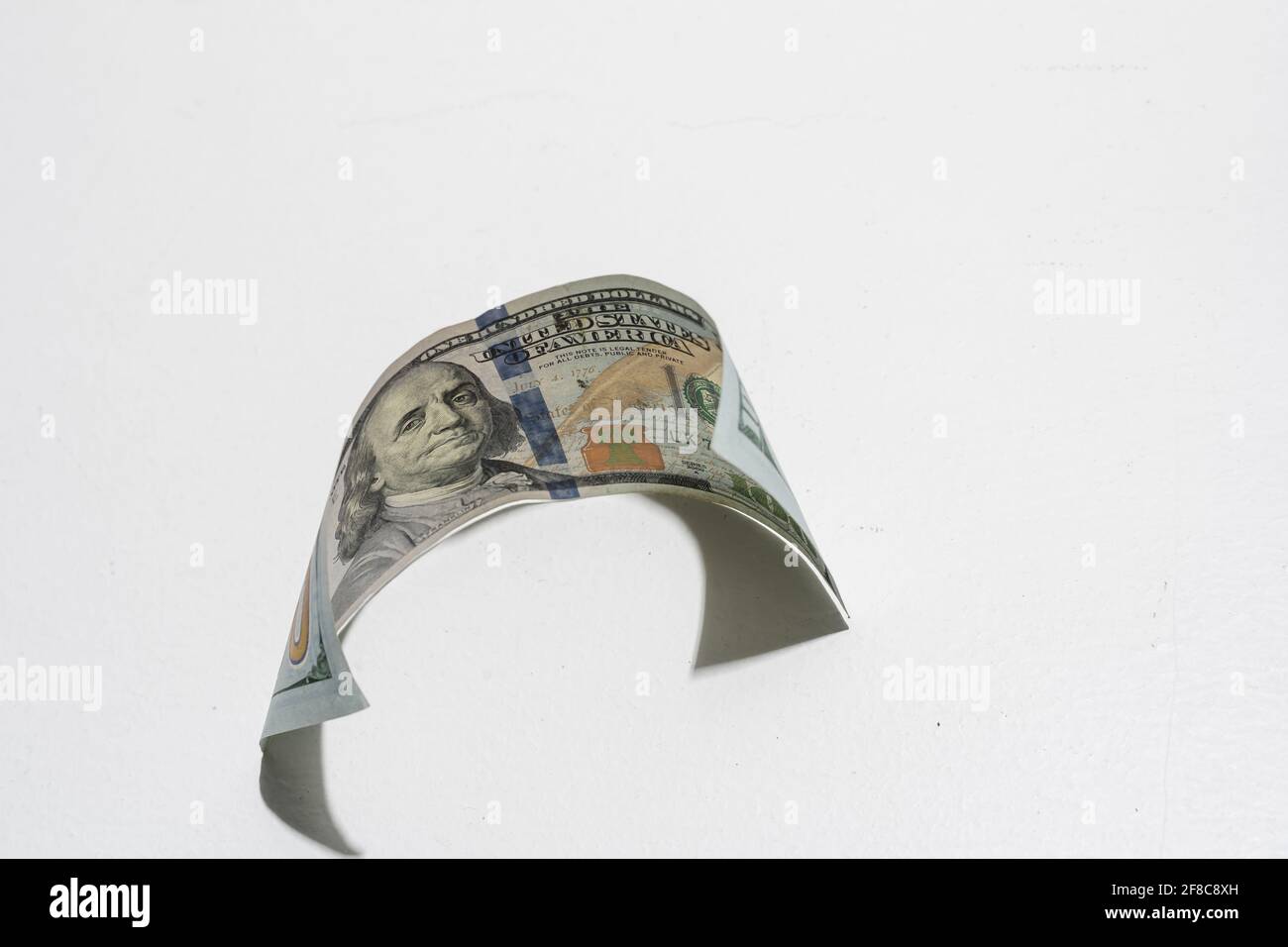 100 Dollars bill and portrait Benjamin Franklin on USA money banknote ...