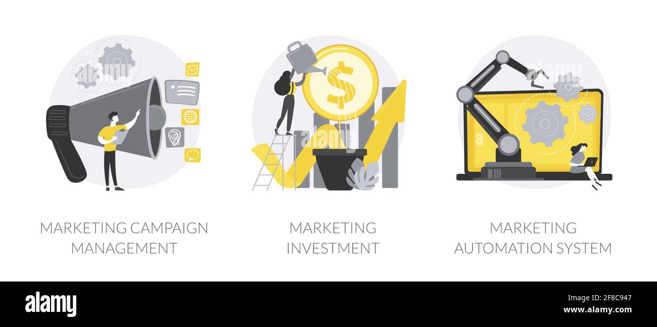 Marketing campaign management abstract concept vector illustrations ...