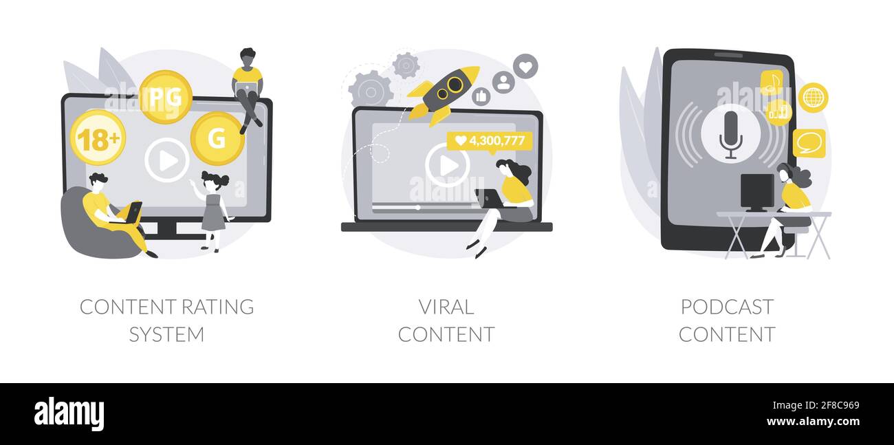 Media and tv content abstract concept vector illustrations Stock Vector ...