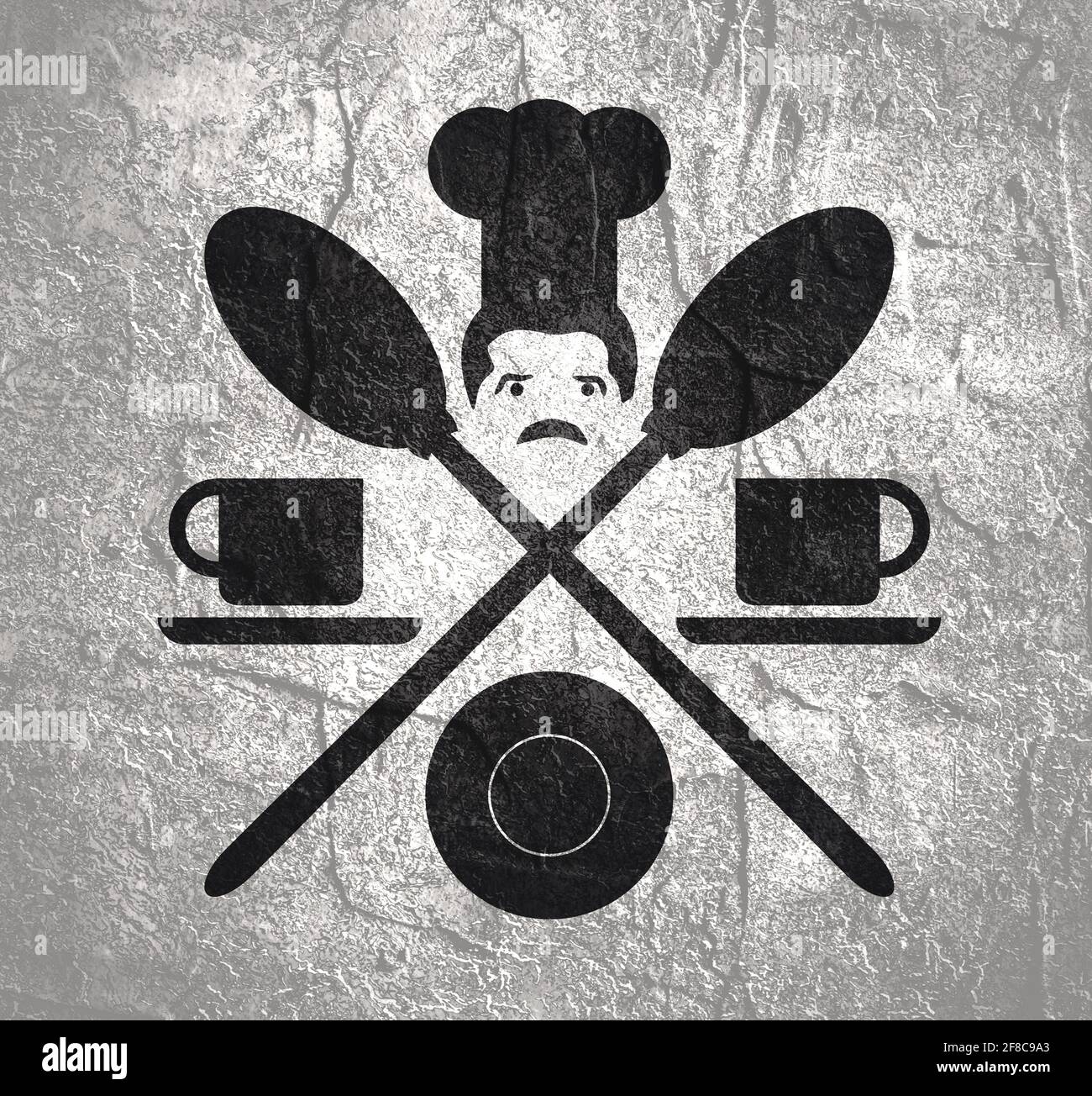 Spoon, cup and cook in hat restaurant icons. Emblem cafe and restaurant ...
