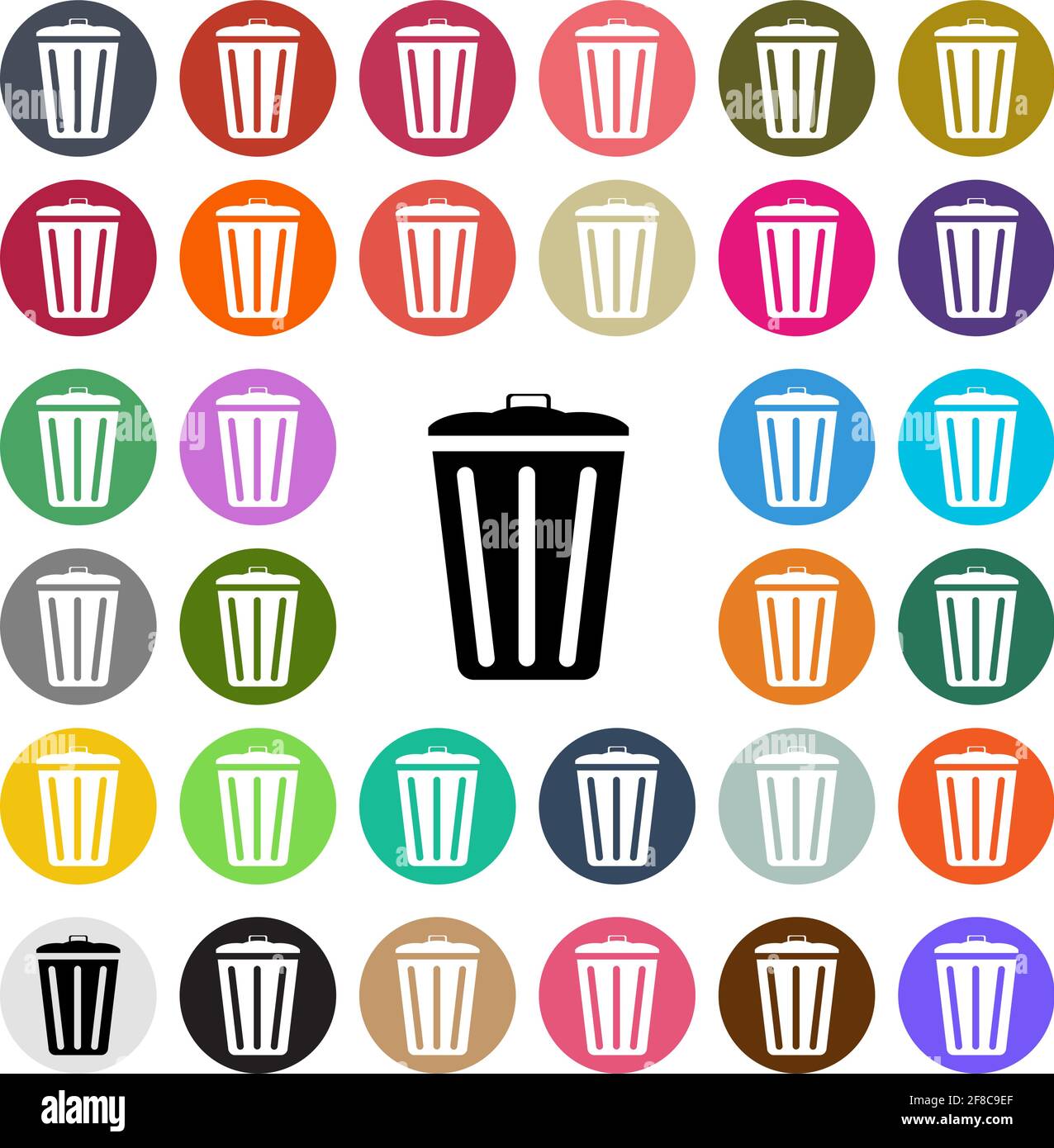 Vector modern Trash Bin flat design icon set in button Stock Vector ...