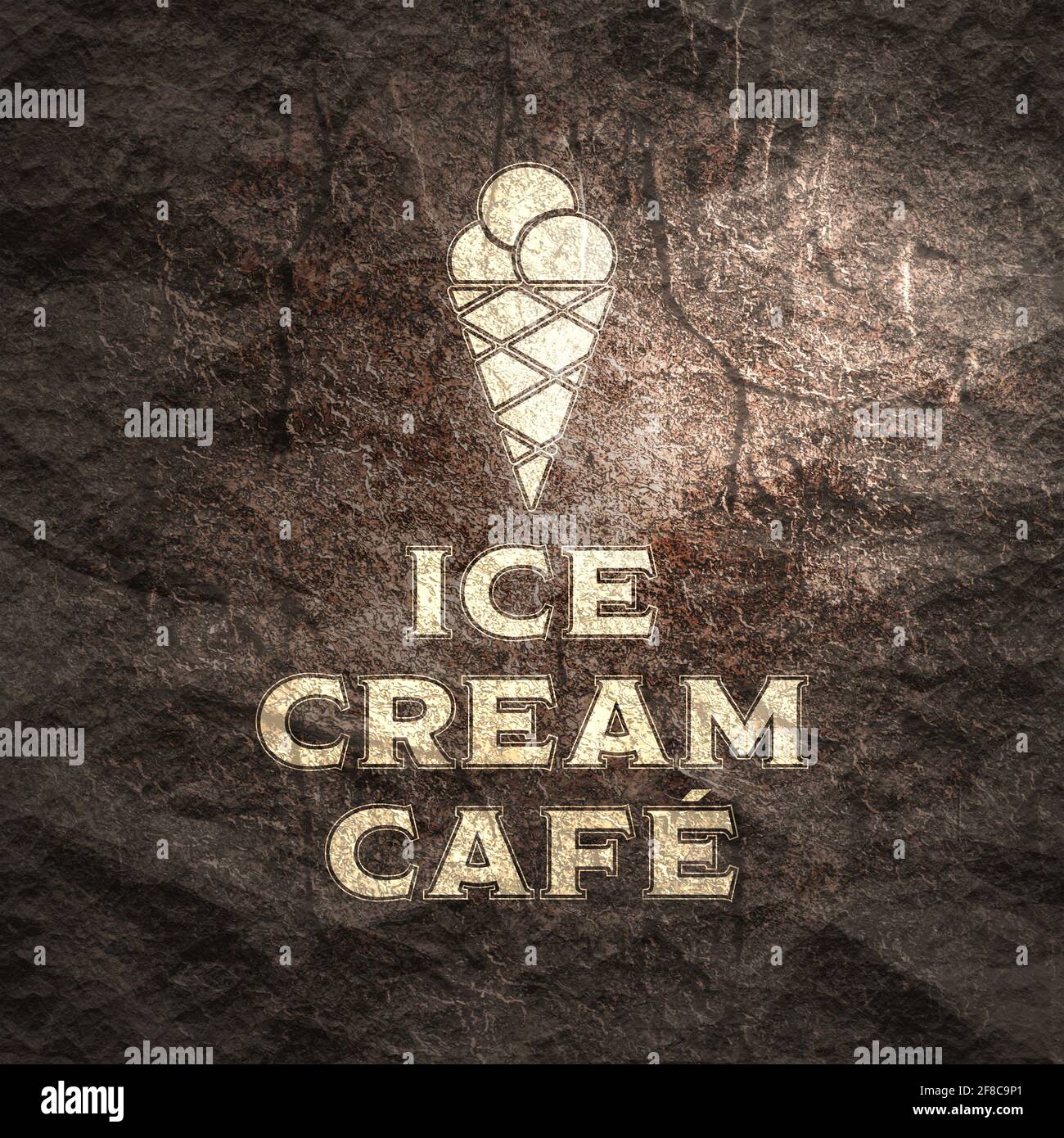 Ice cream cafe emblem. Street sign icon Stock Photo - Alamy