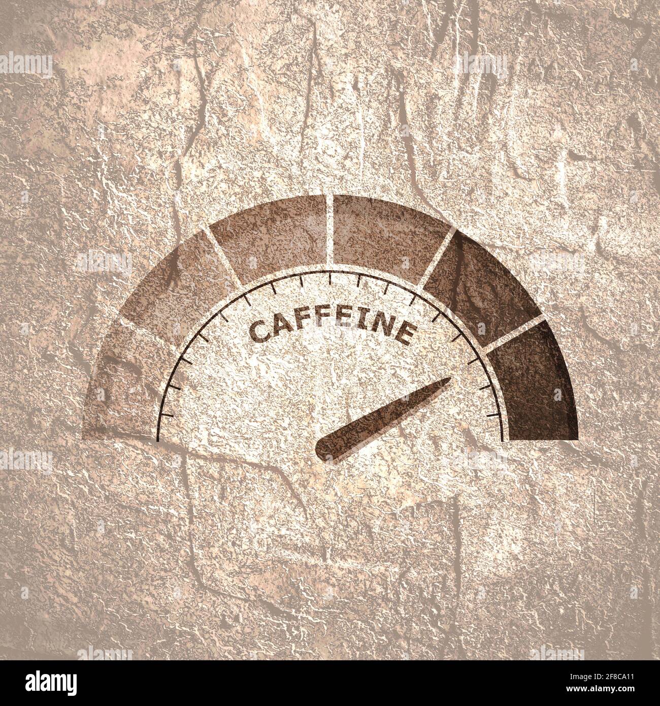 Scale with arrow. The caffeine measuring device. Sign tachometer ...