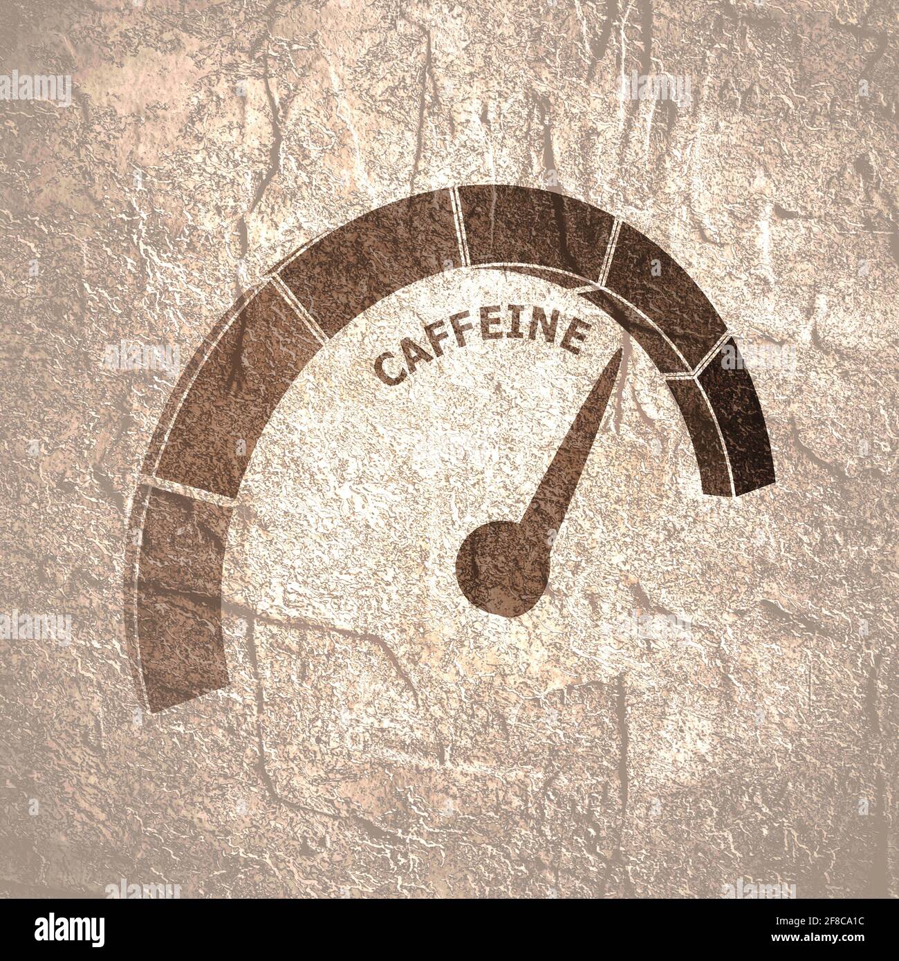 Scale with arrow. The caffeine measuring device. Sign tachometer ...