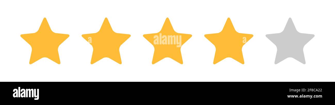 Four stars, customer quality symbol, vector product rating review flat ...