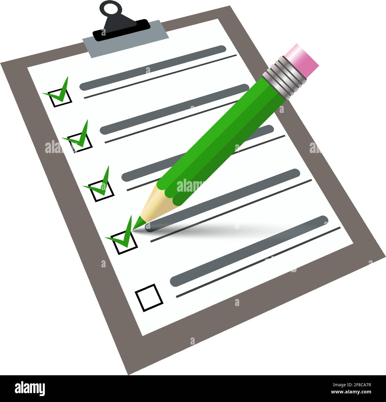 Vector checklist and pen writing on a clipboard. Signs contract ...