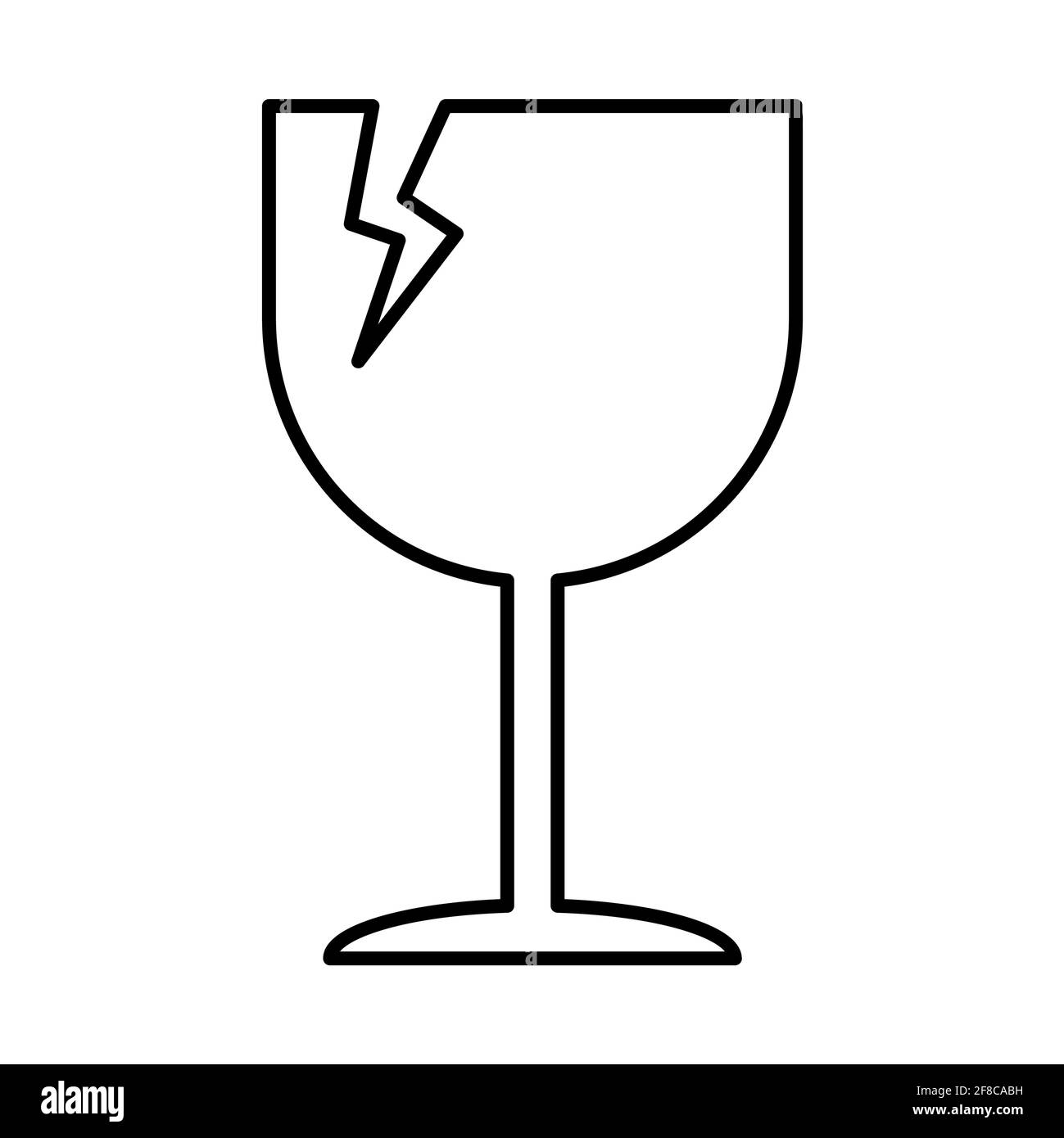 Fragile flat icon with crack isolated on white background. Fragile ...