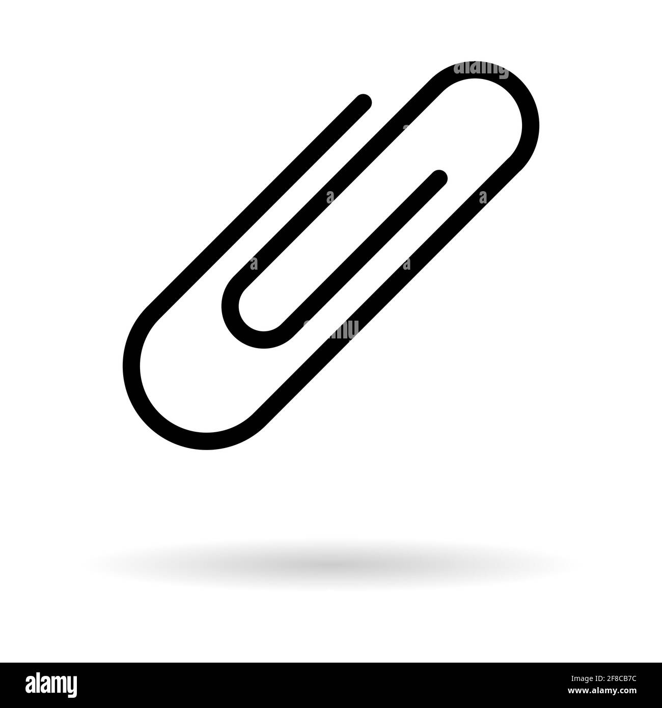Paper clip with shadow, black color isolated on white background ...