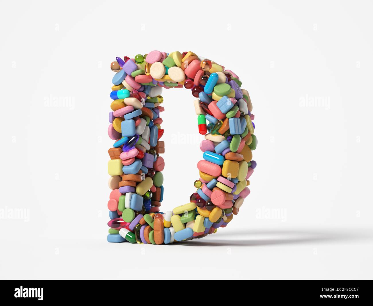 different pills stack in shape of letter D. suitable for medicine ...