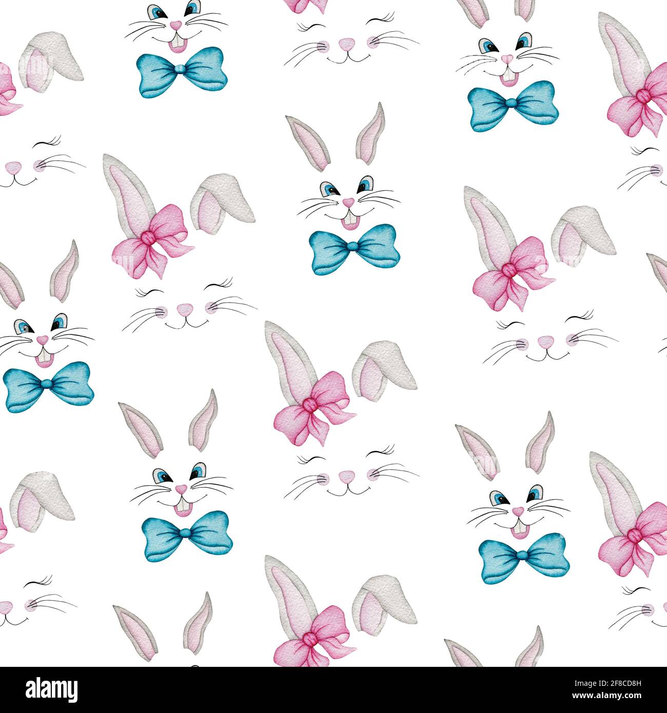 Cartoon bunny faces seamless pattern, cute cartoon illustration ...