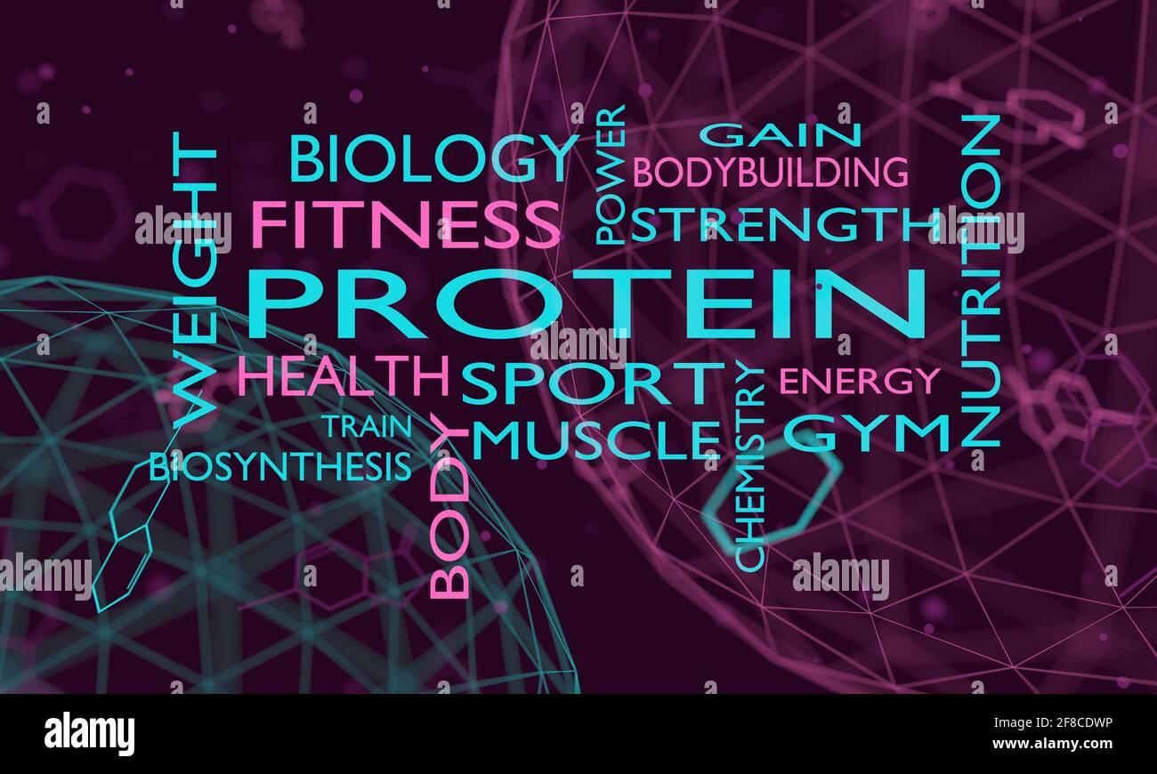 Tags cloud of protein. Words collage. 3D rendering Stock Photo - Alamy