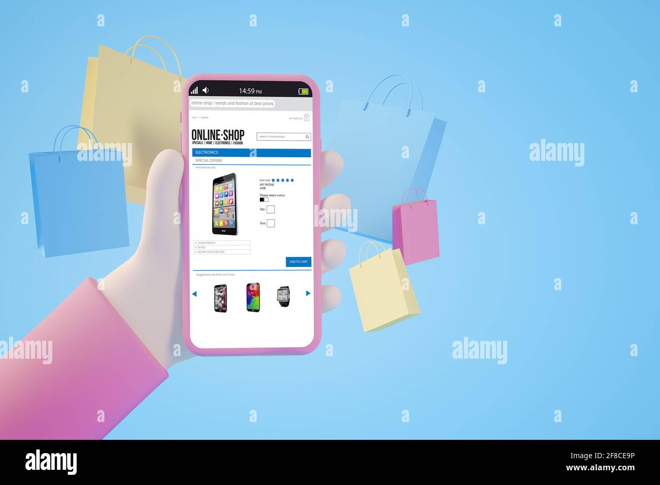 Shopping online app concept 3d rendering Stock Photo - Alamy