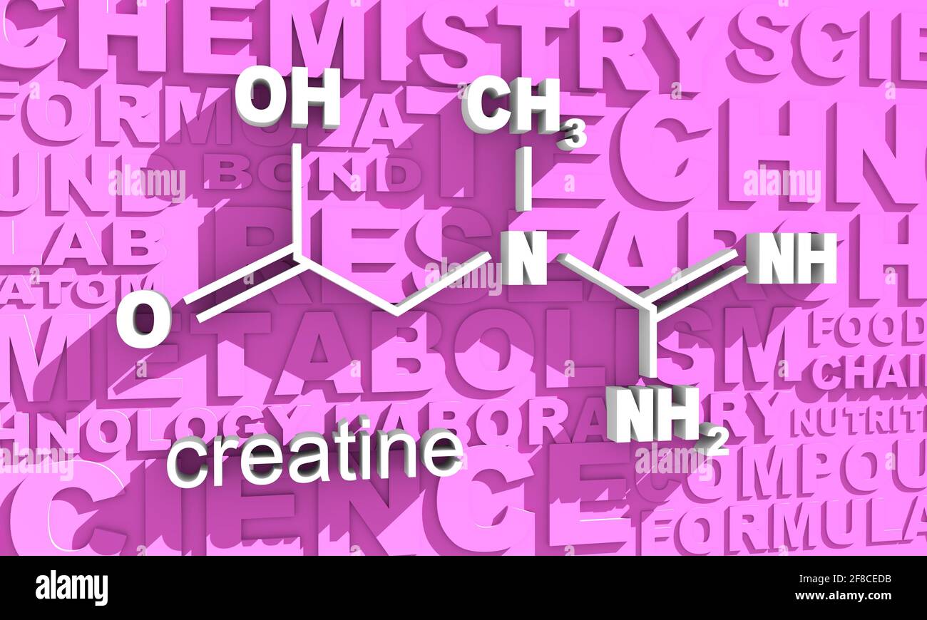 Structural chemical formula of creatine. 3D rendering Stock Photo - Alamy