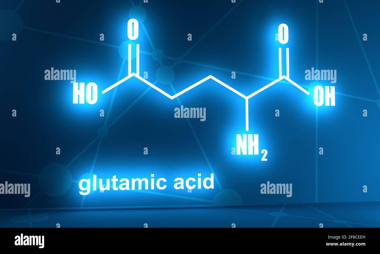 Amino acid. Glutamic acid structural formula. 3D rendering. Infographic ...
