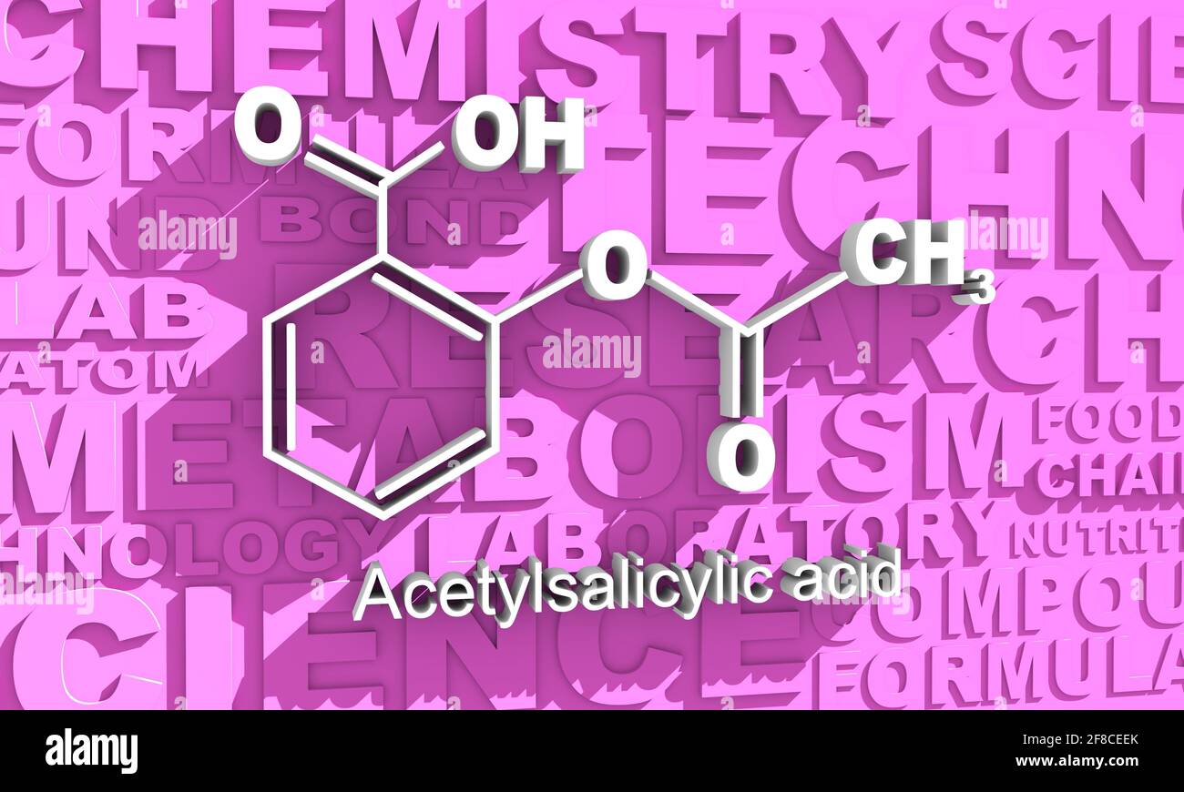 Structural chemical formula of acetylsalicylic acid. Aspirin molecule ...