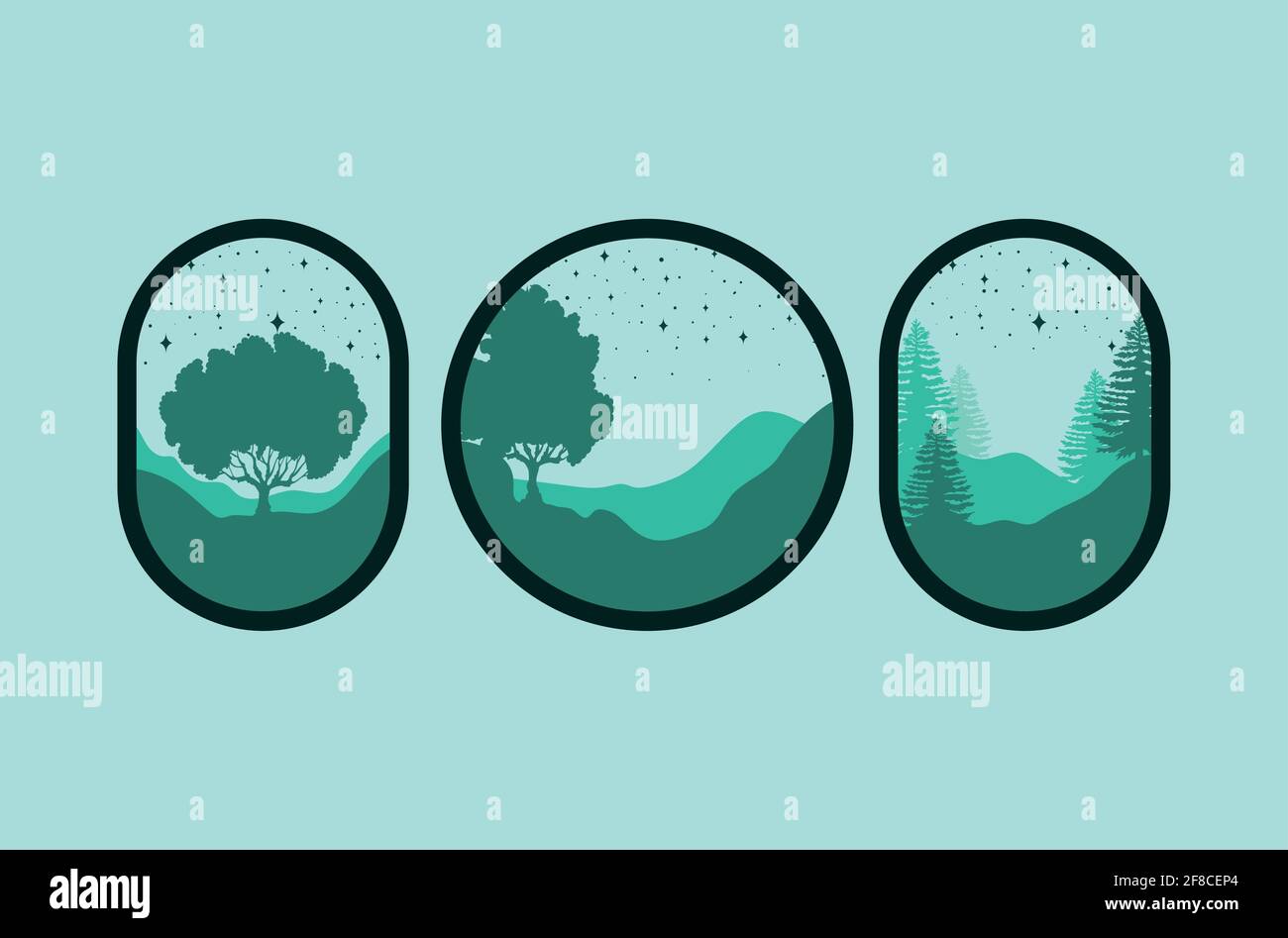 three landscapes emblems Stock Vector Image & Art - Alamy