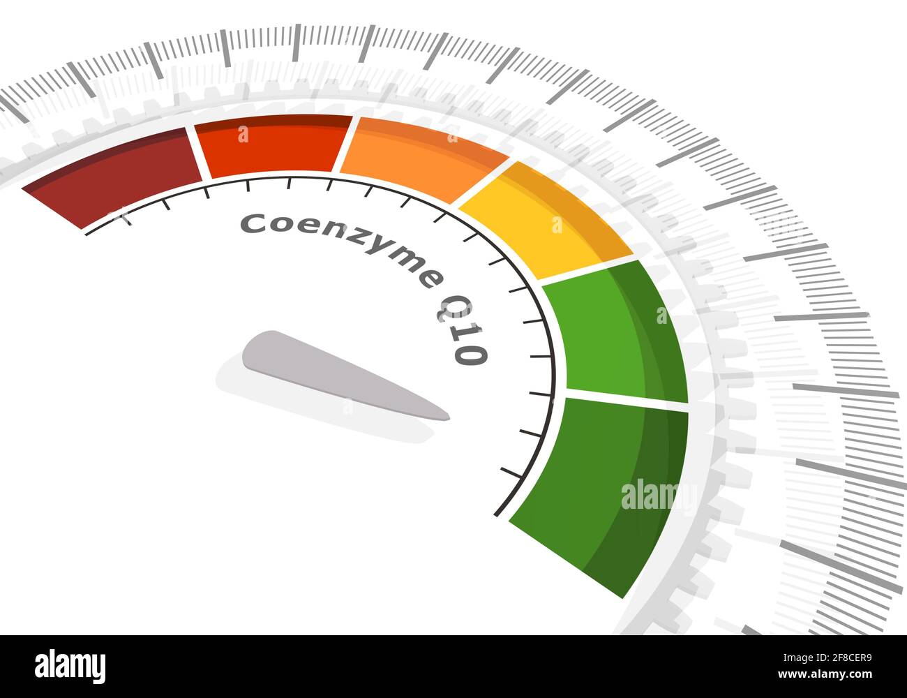 Scale with arrow. The Coenzyme Q10 measuring device. Sign tachometer ...