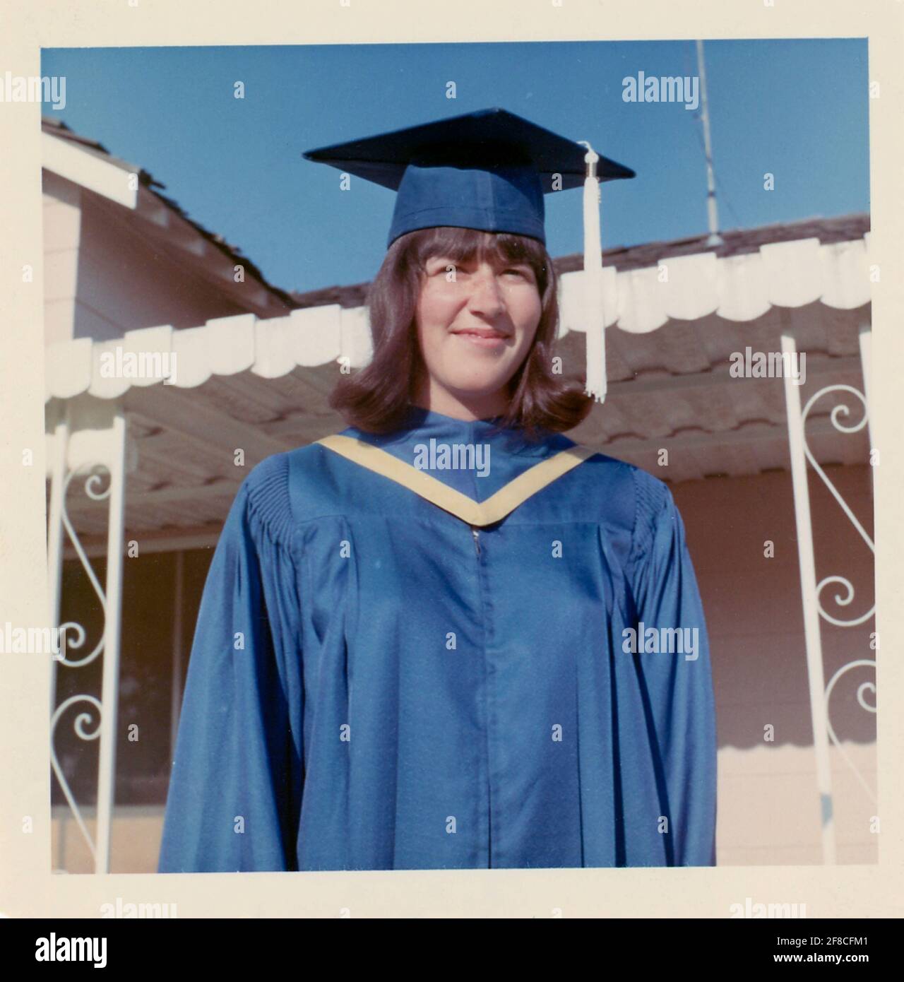 Young WomanPoses in her College Graduation Gown, 1971 Stock Photo - Alamy