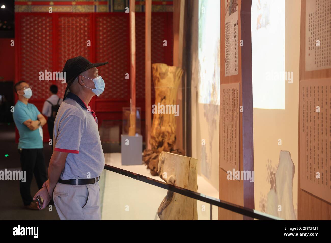 Haikou, China's Hainan Province. 13th Apr, 2021. Visitors view exhibits ...