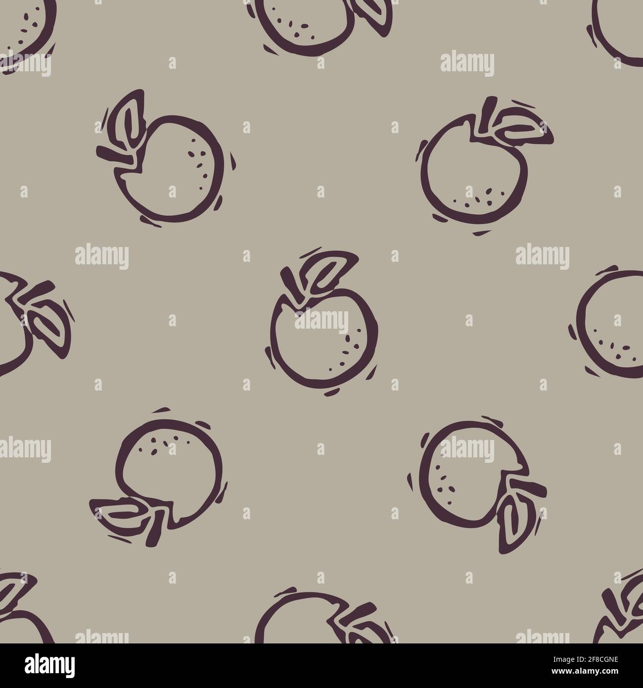 Handmade carved garden orange fruit block print seamless pattern ...