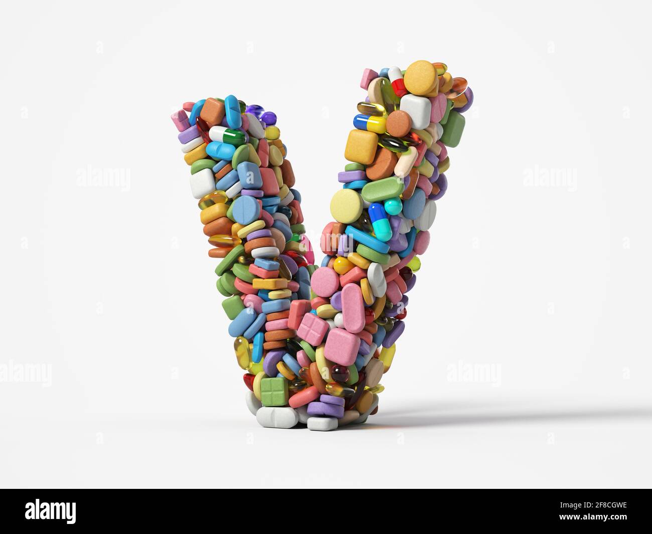 different pills stack in shape of letter V. suitable for medicine ...