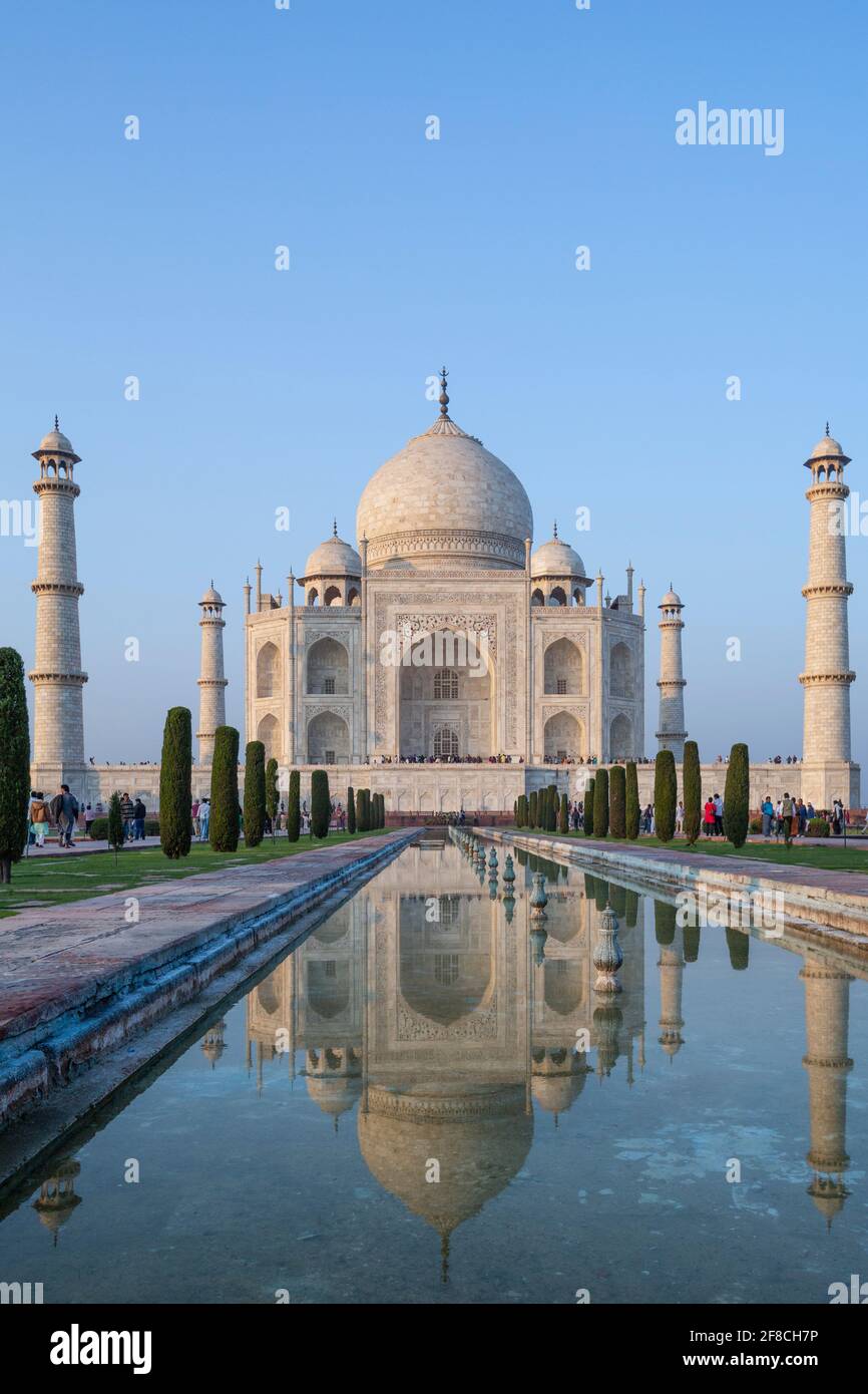 The Taj Mahal, reflected in water, Agra, India Stock Photo - Alamy