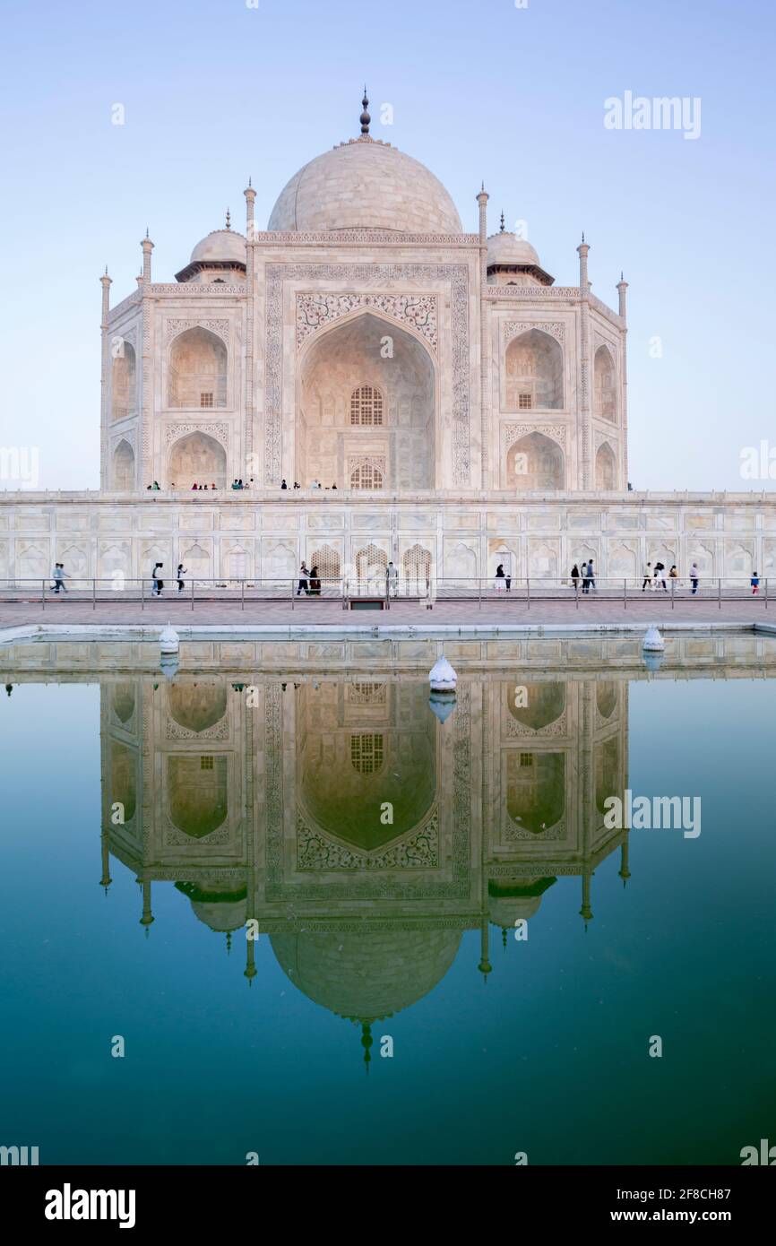 The Taj Mahal, reflected in water, Agra, India Stock Photo - Alamy