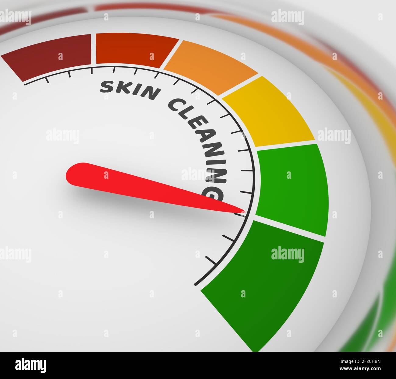 Abstract meter read level of skin cleaning result. Color scale with ...