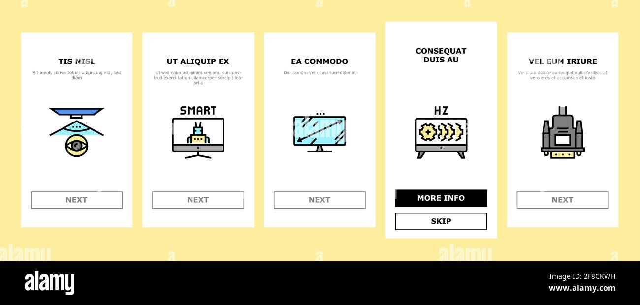 Computer Pc Monitor Onboarding Icons Set Vector Stock Vector Image ...