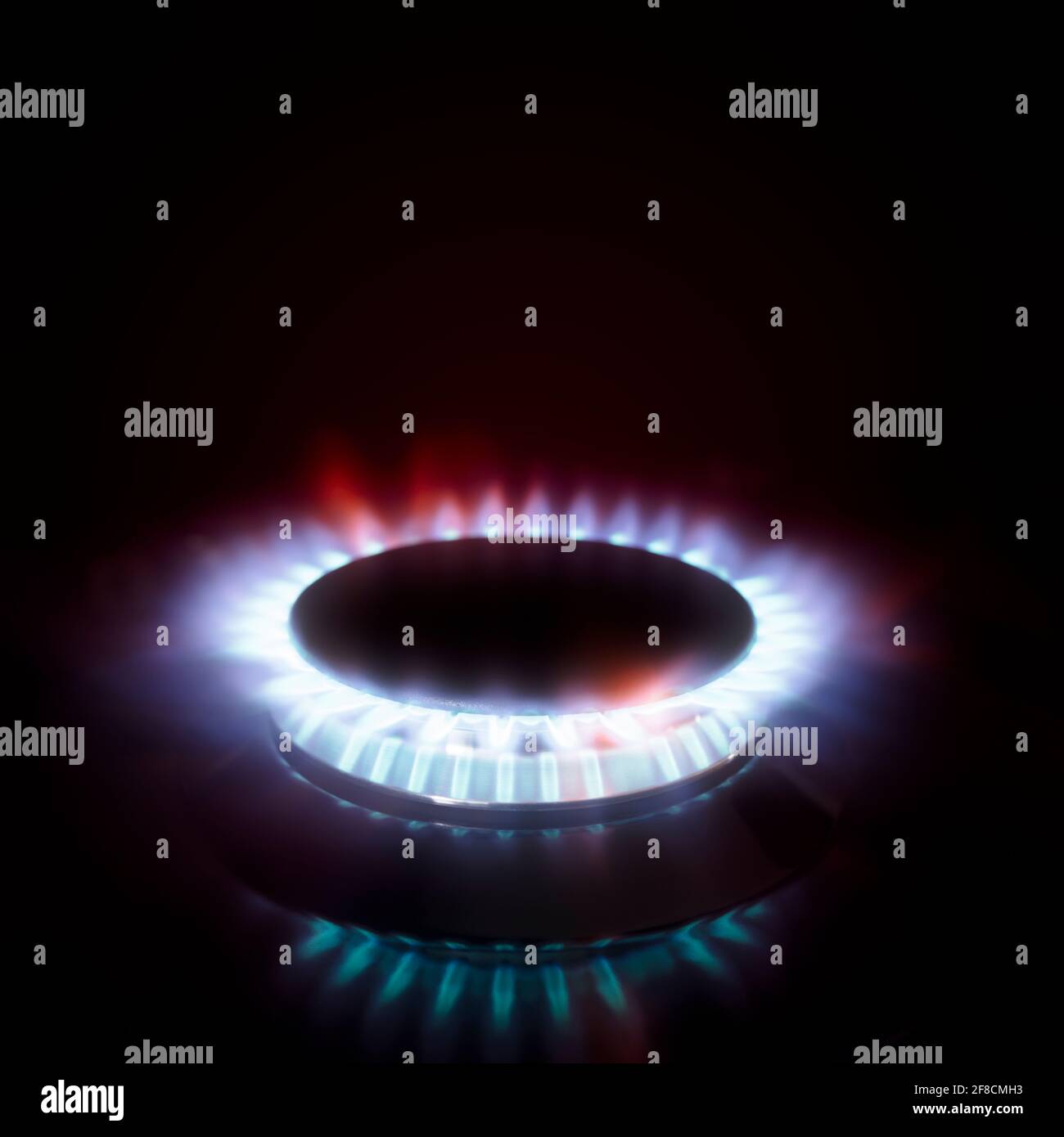 Gas stove burner or cooker hob background with copy space Stock Photo ...