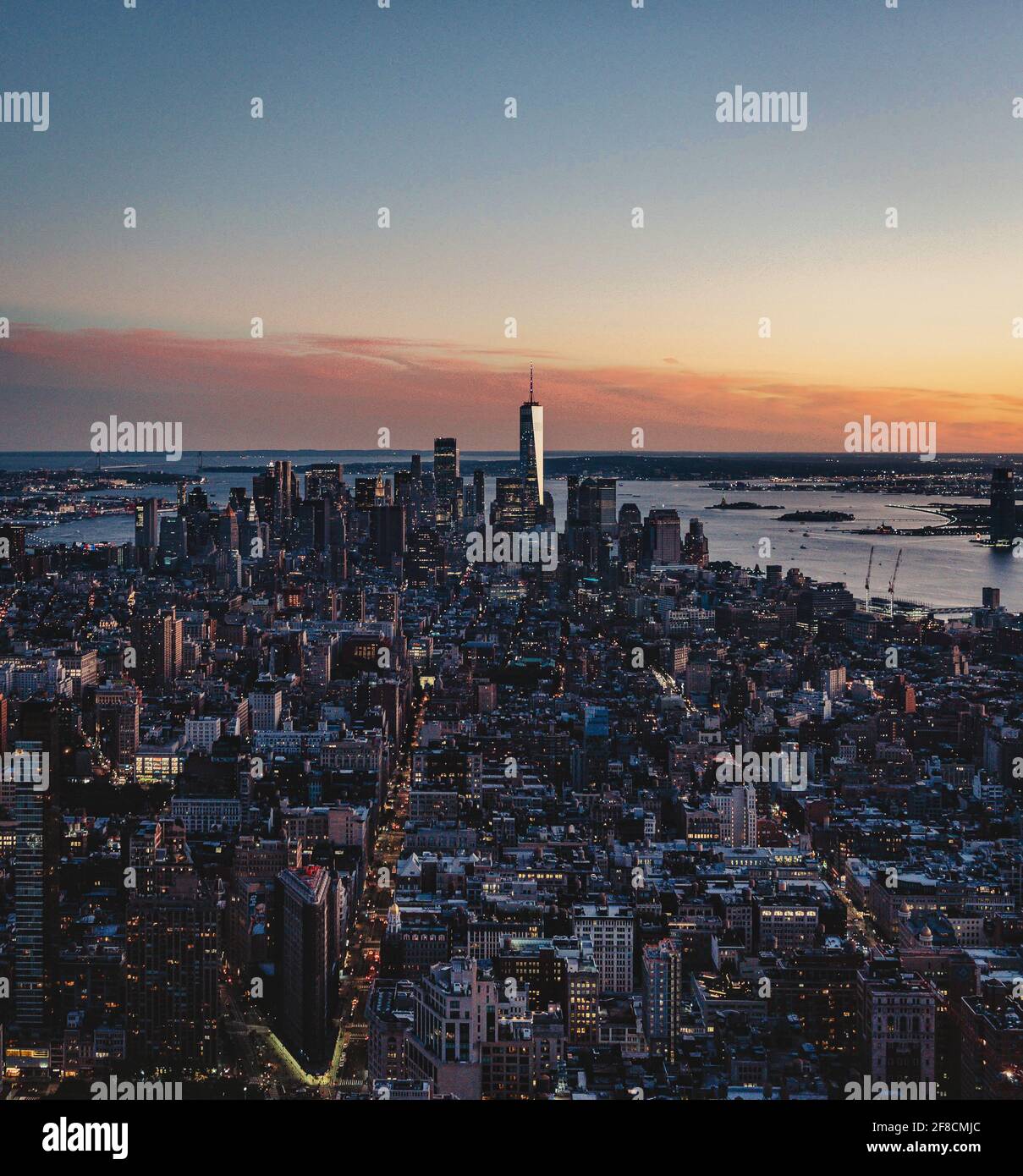 city skyline at sunset Manhattan New York beautiful view usa Stock ...