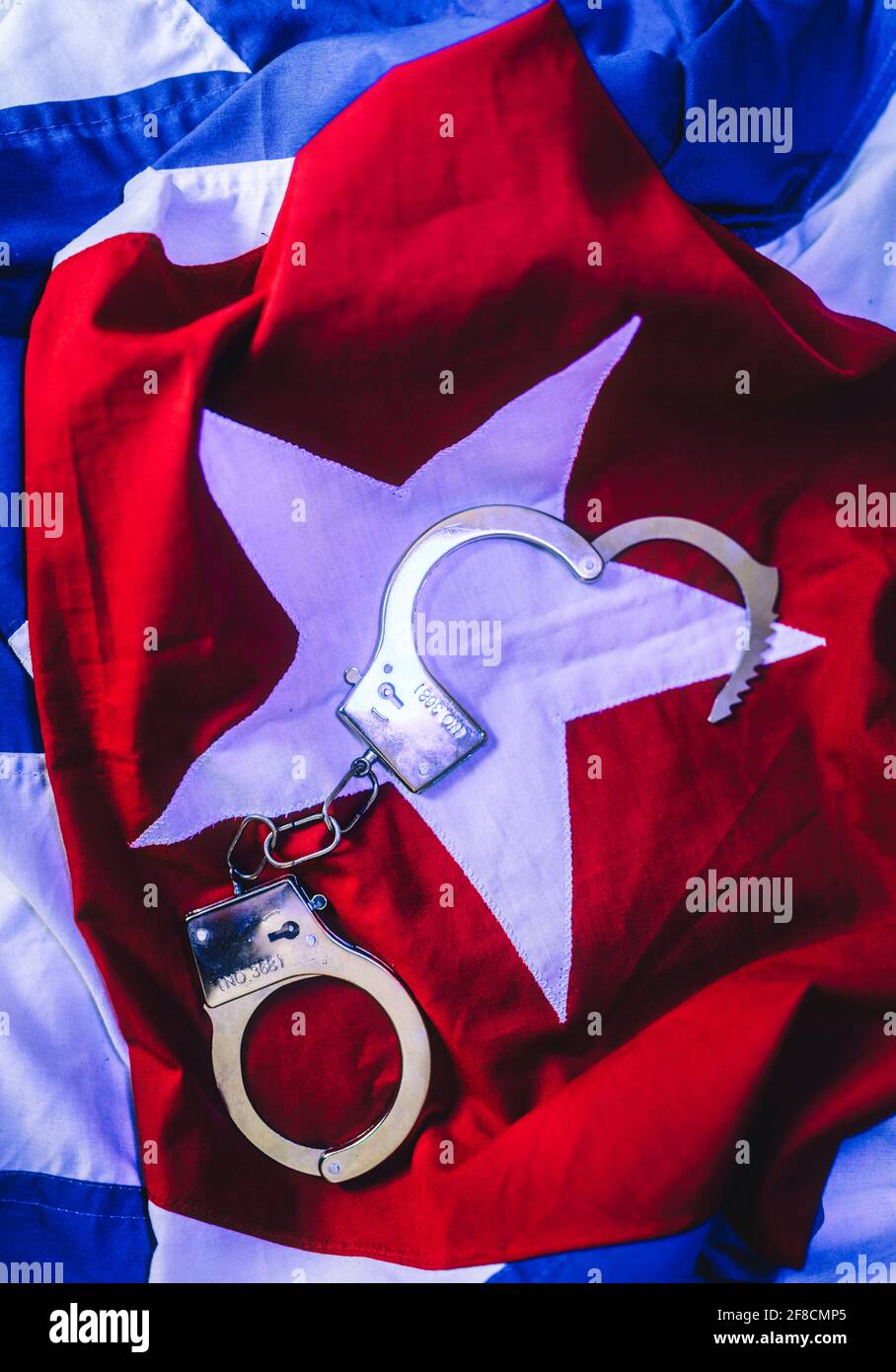 cuban flag cuba handcuffs freedom homeland blue red white Stock Photo ...