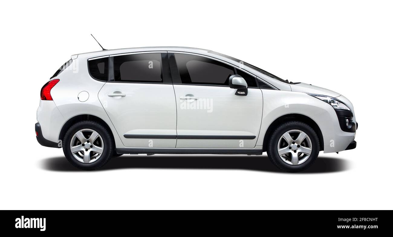 White Peugeot SUV 3008 side view isolated on white background Stock ...