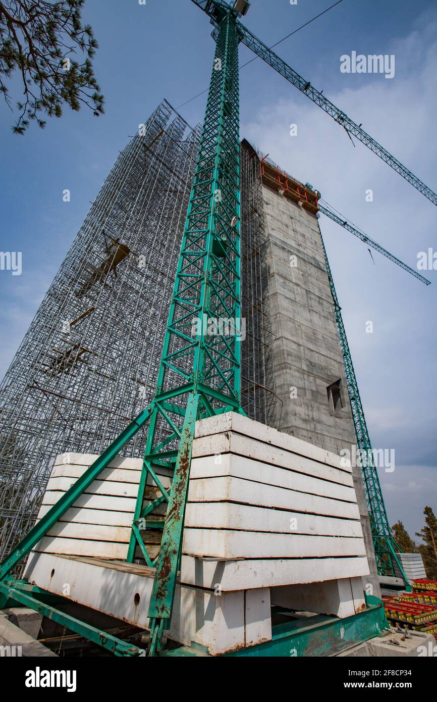 Construction of modern high-rise ski-jump in Shchuchinsk city ...