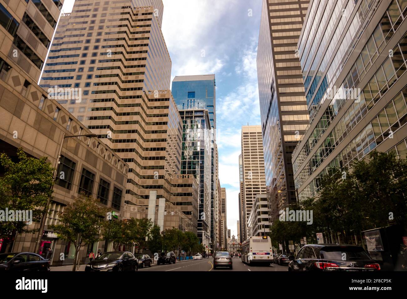 The beautiful and busy Market Street in the downtown of Philadelphia ...