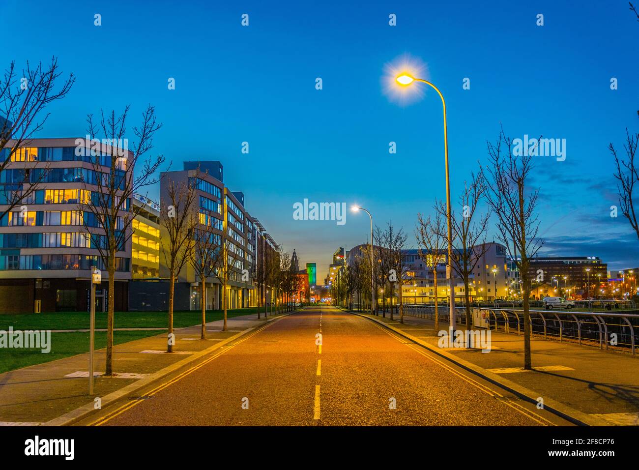 View of a promenade through dockside of Liverpool, England Stock Photo ...