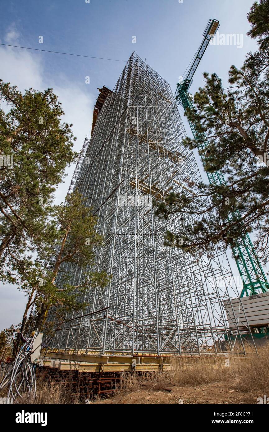 Construction of modern high-rise ski-jump in Shchuchinsk city ...
