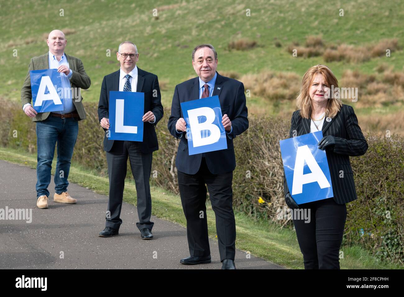 Stirling, Scotland, UK. 13th Apr, 2021. PICTURED: (L-R) Neale Hanvey MP ...