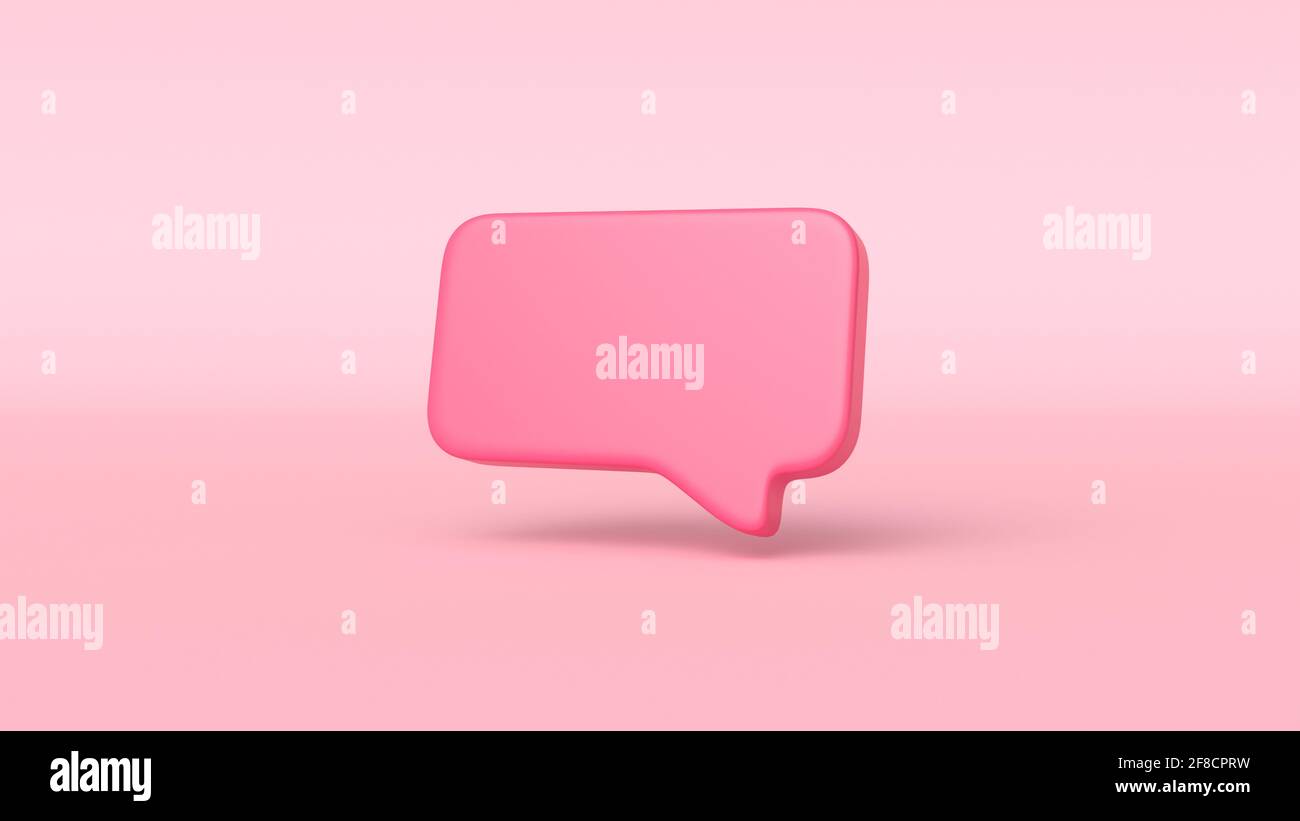 3D Minimal Red Chat Bubble on Pink Background. Social Media Message ...
