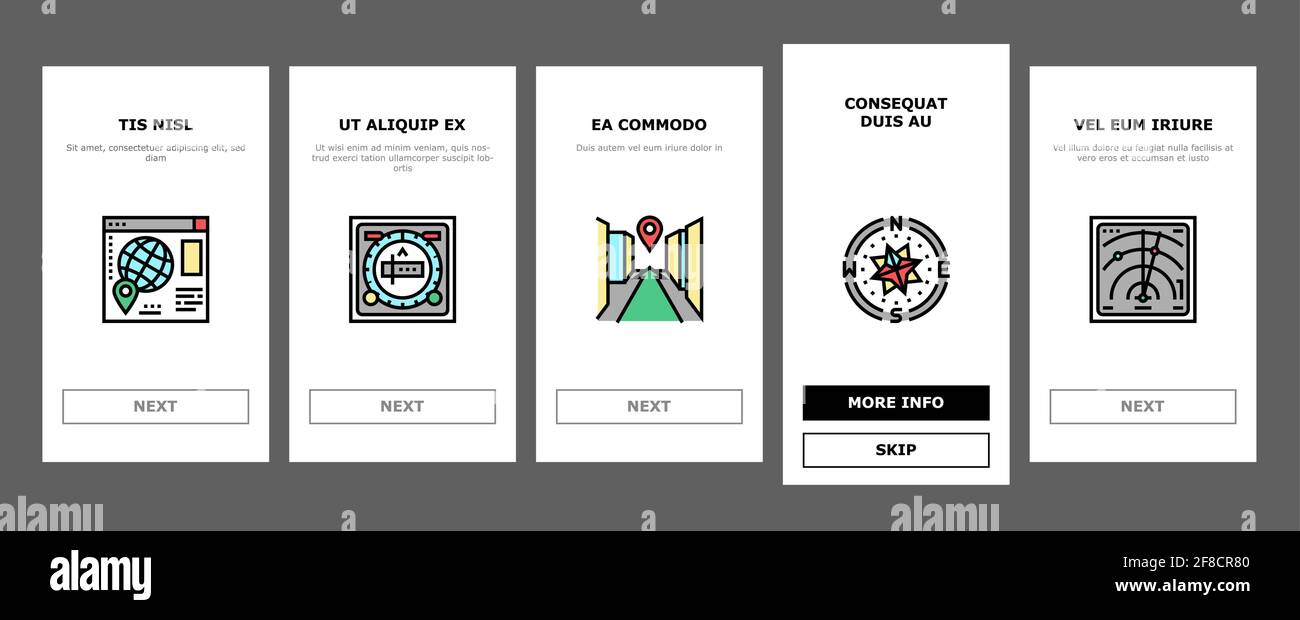 Map Location System Onboarding Icons Set Vector Stock Vector Image ...