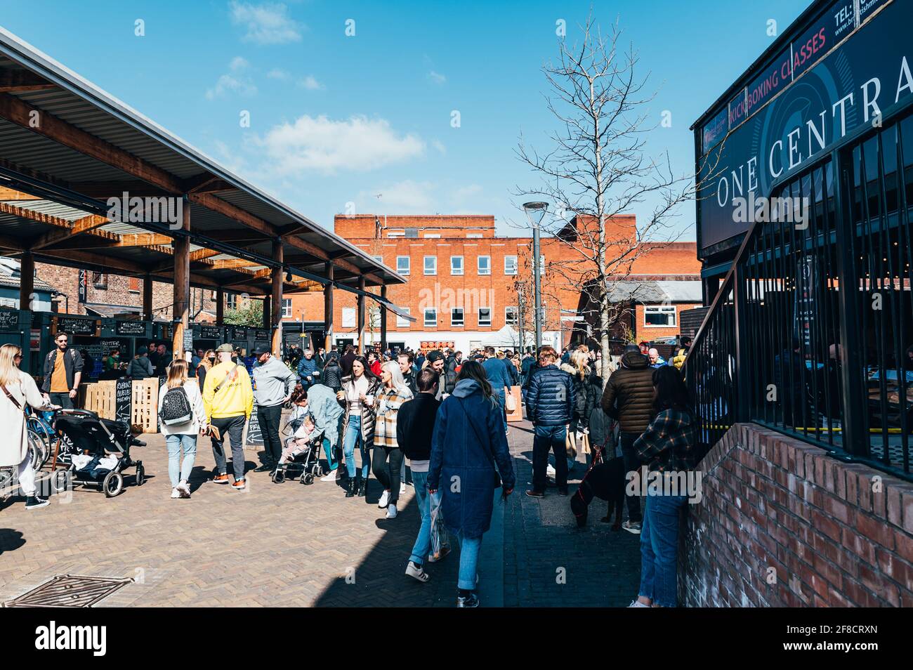 Altrincham, ENGLAND, UK - 3 April 2021: Busy streets of town centre of ...