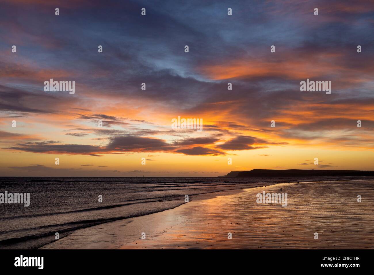 October Sunrise Redcar Beach, Redcar, Cleveland, North Yorkshire Stock ...