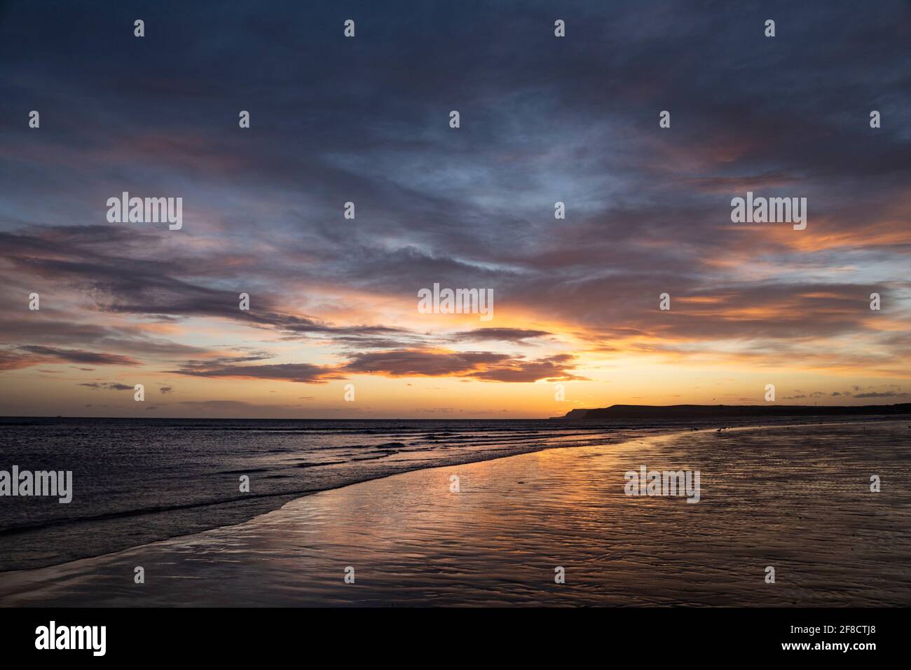 October Sunrise Redcar Beach, Redcar, Cleveland, North Yorkshire Stock ...