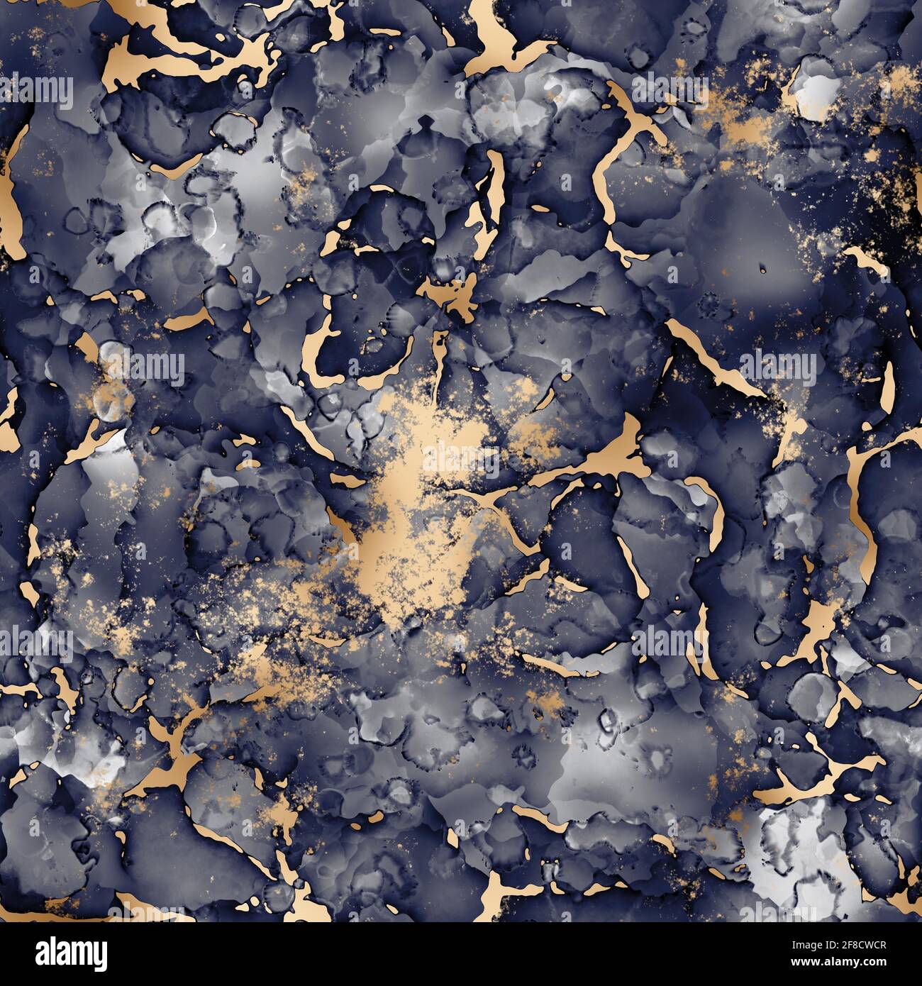 Seamless abstract alcohol ink art with gold leaf overlay Stock Photo ...