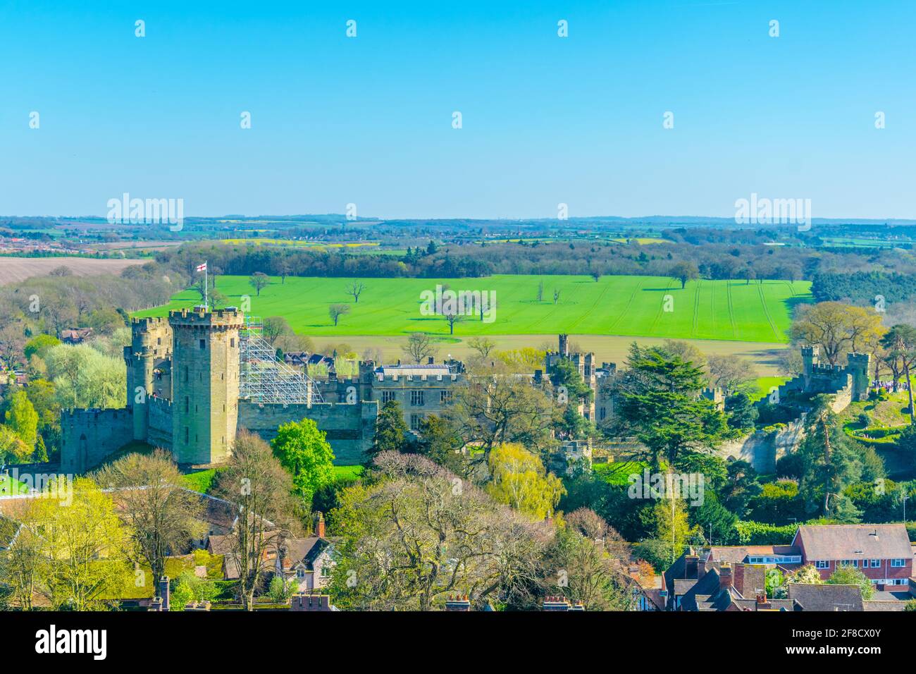 Aerial view of the Warwick castle, England Stock Photo - Alamy
