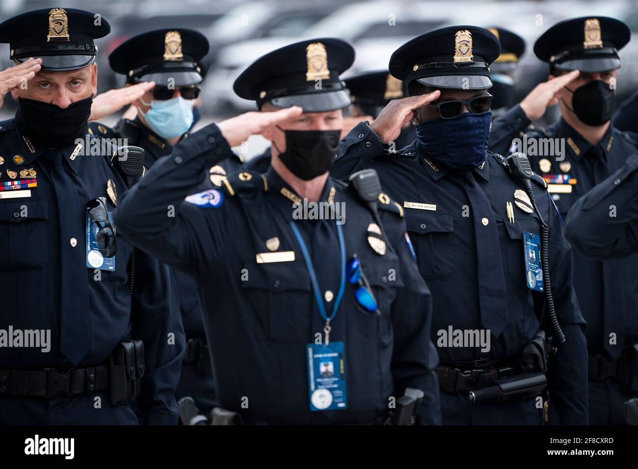 WASHINGTON, DC - APRIL 13: Officers watch as the casket of Capitol ...